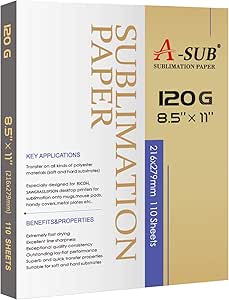 A-SUB Sublimation Paper Heat Transfer 110 Sheets 8.5 x 11 Inches Letter ...