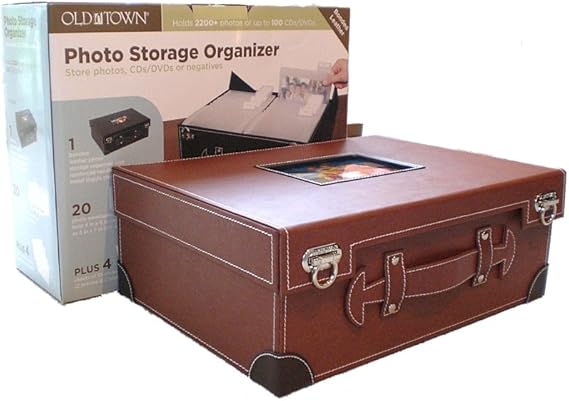 BROWN LEATHER PHOTO STORAGE ORGANISER BOX HOLDS 2200+ 6x4 or 7x5 PHOTOS ...