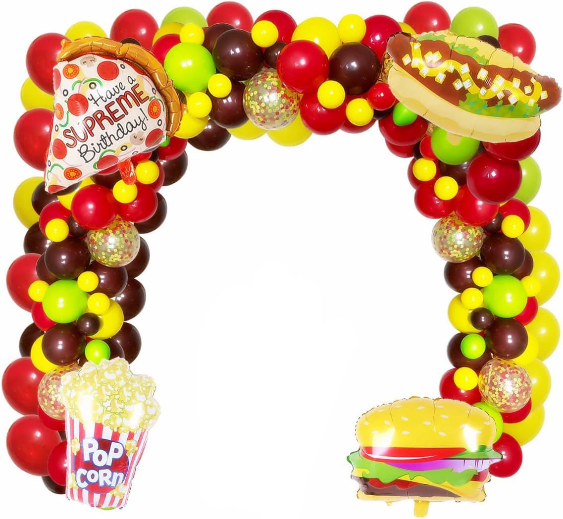 Fast Food Balloons Popcorn French Fries Hamburger Hot Dog Pizza Foil ...