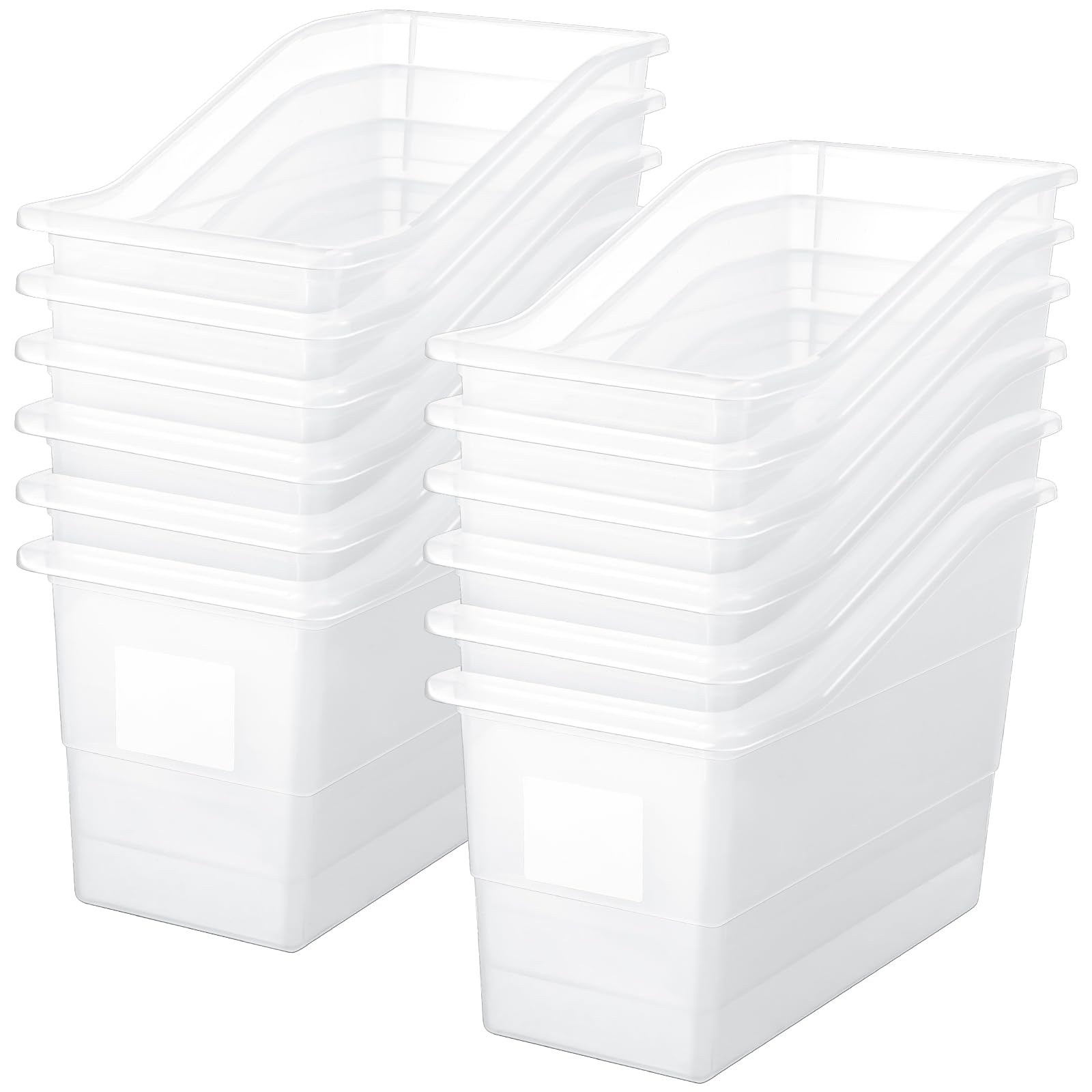 Suzile 12 Pcs Clear Plastic Book Bins with Labels for Classroom Linking ...