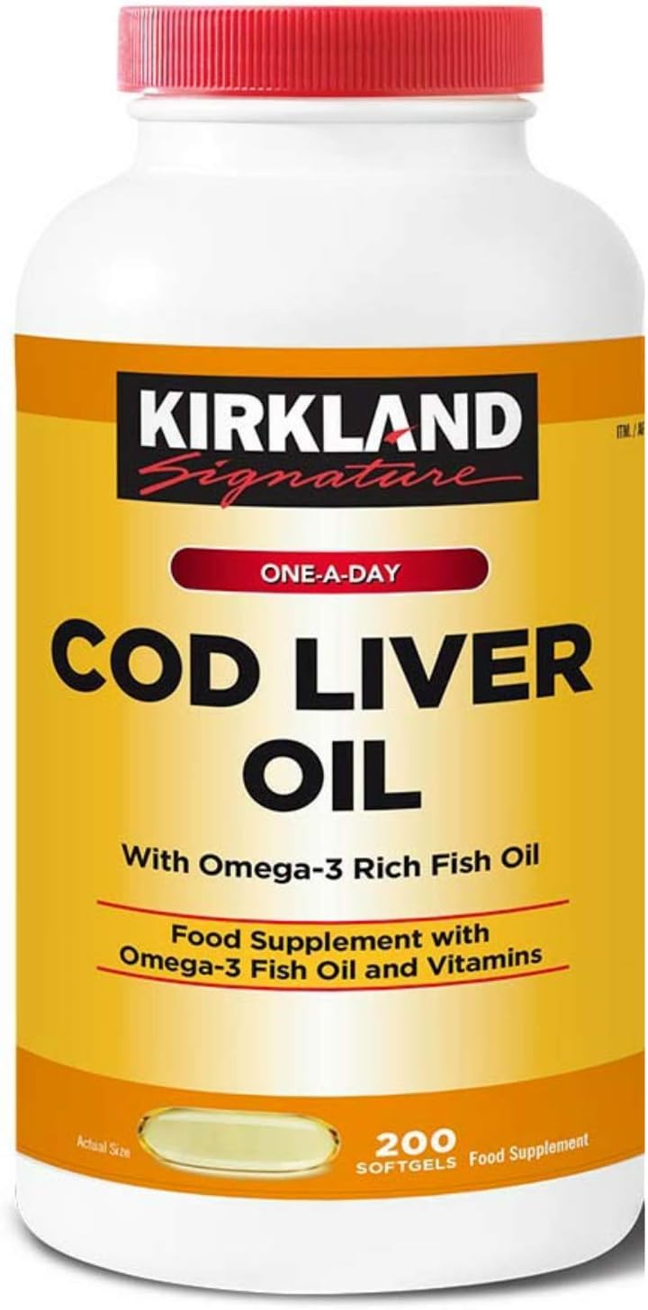 KIRKLAND SIGNATURE Cod Liver Oil with Omega 3 Fish 1150mg Vitamin of x ...
