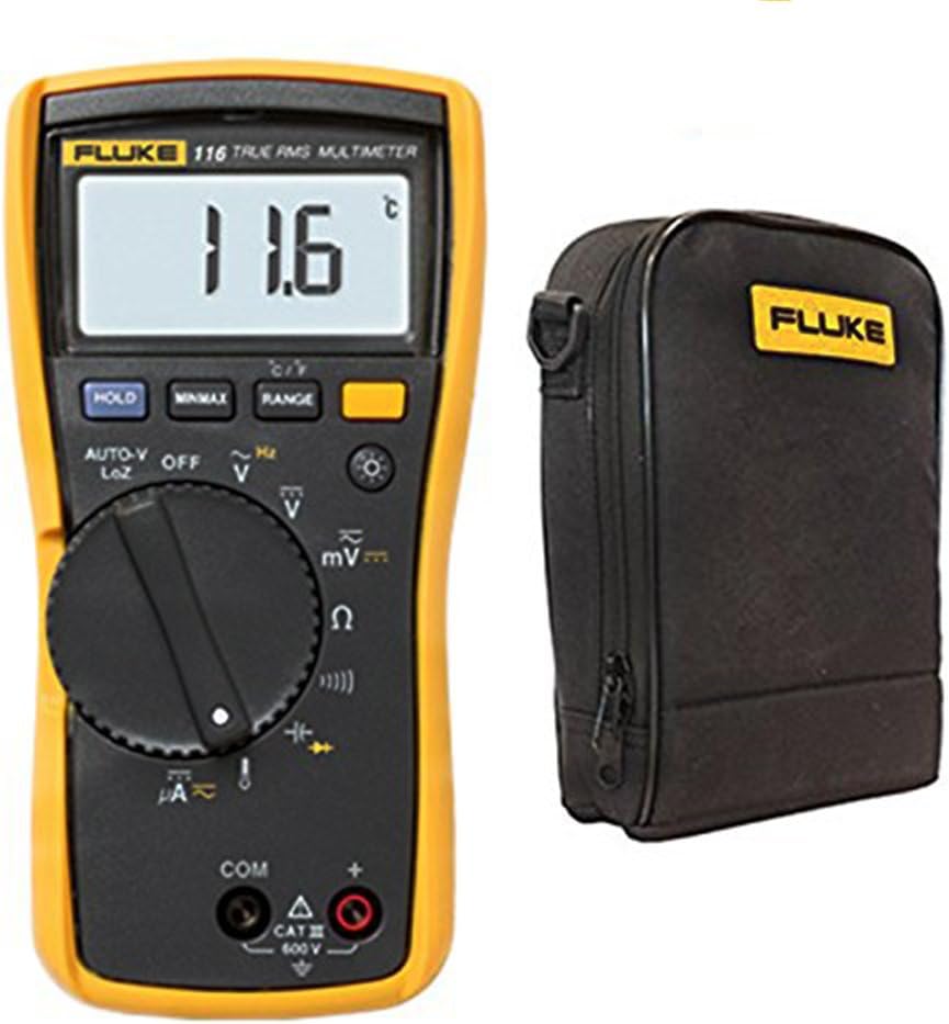 FLUKE 116 True RMS Digital Multimeter w/ C115 Carry Case & Test Leads ...