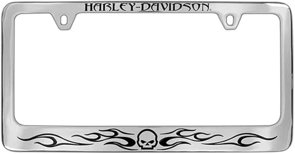 Amazon.com: Harley Davidson Chrome Car License Plate Frame - Skull ...