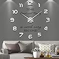 Amazon.com: Vangold Frameless DIY Wall Clock 3D Mirror Wall Clock Large Mute Wall Stickers for ...