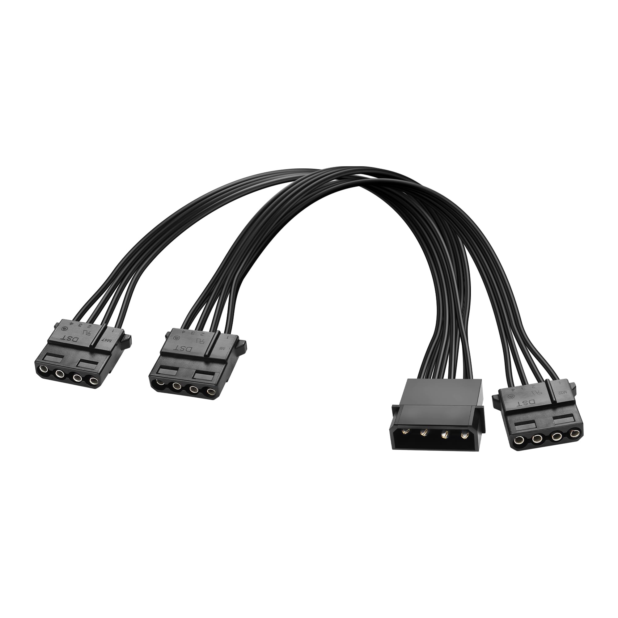 GINTOOYUN Molex Splitter Power Cable LP4 4-Pin Male to 3 x 4-Pin Female ...