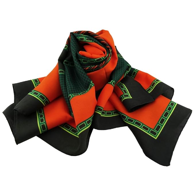 Damen Satin Halstuch orange grün schwarz 90 x 90 - Tuch Nickituch Schal ...