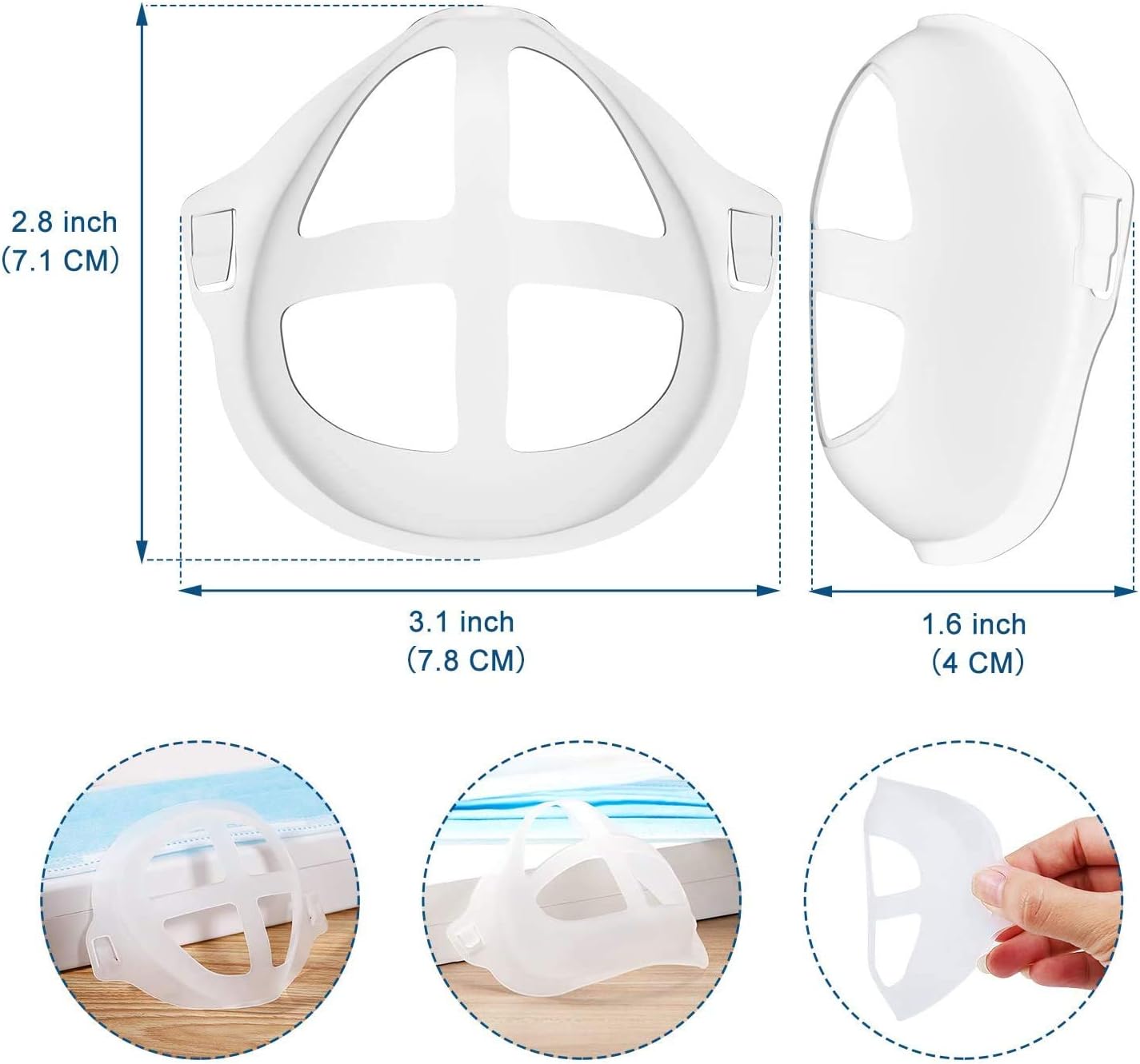 3D Face Bracket, Silicone 3D Breath Support for Face Covering, Reusable ...
