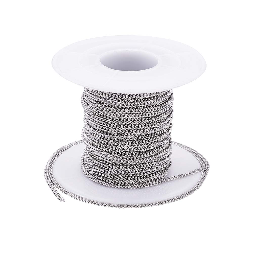 PandaHall 32.8 Feet Stainless Steel Cable Cross Chains with Spool 2.4x1 ...