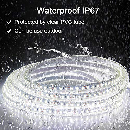 ALITOVE LED Strip Lights Waterproof Daylight 24V DC 32.8ft 1200 LEDs 2835 SMD Cool White 6000K ...
