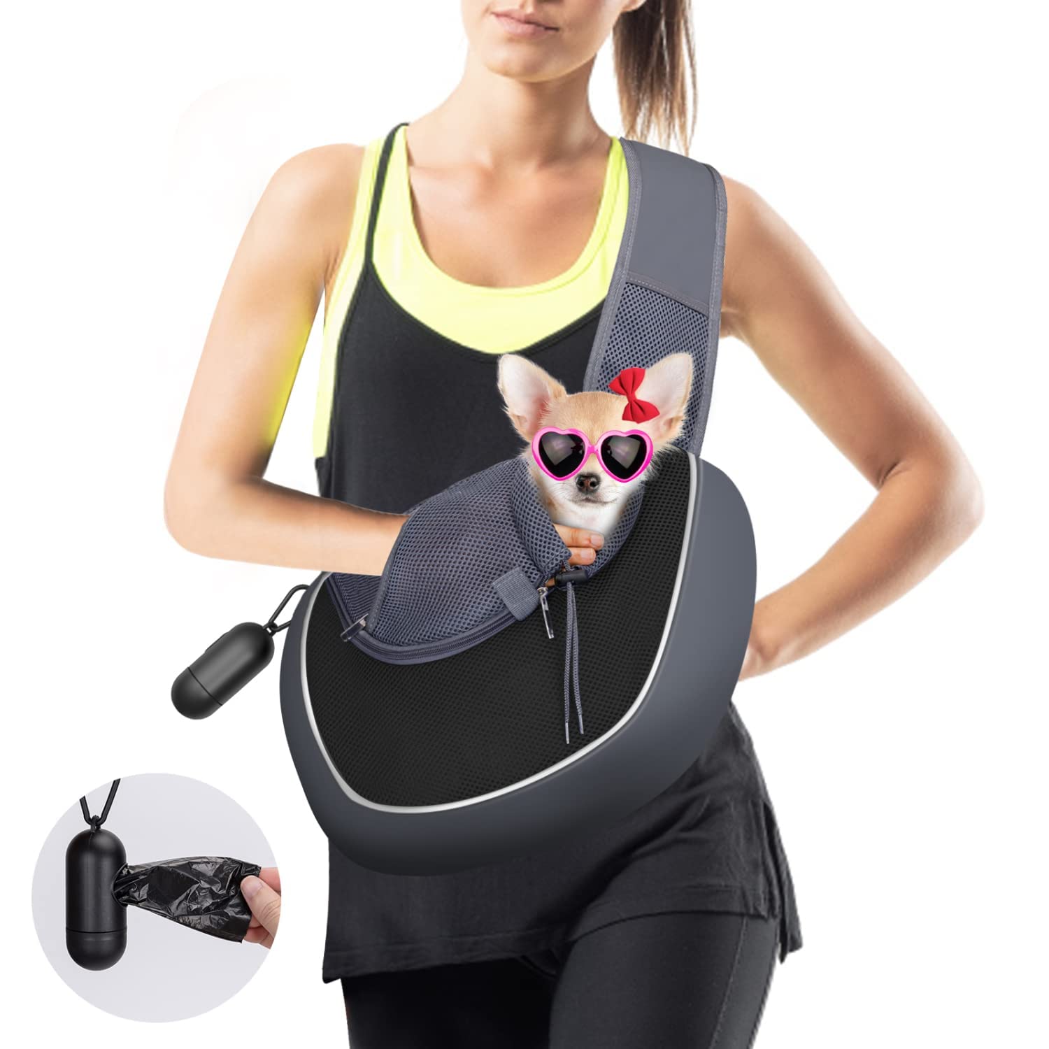 Nobleza Dog Sling Carrier, Mesh Adjustable Pet Sling Puppy Sling ...