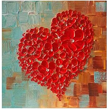 Amazon.com: VividHome Colorful Love Heart Canvas Wall Art Abstract ...