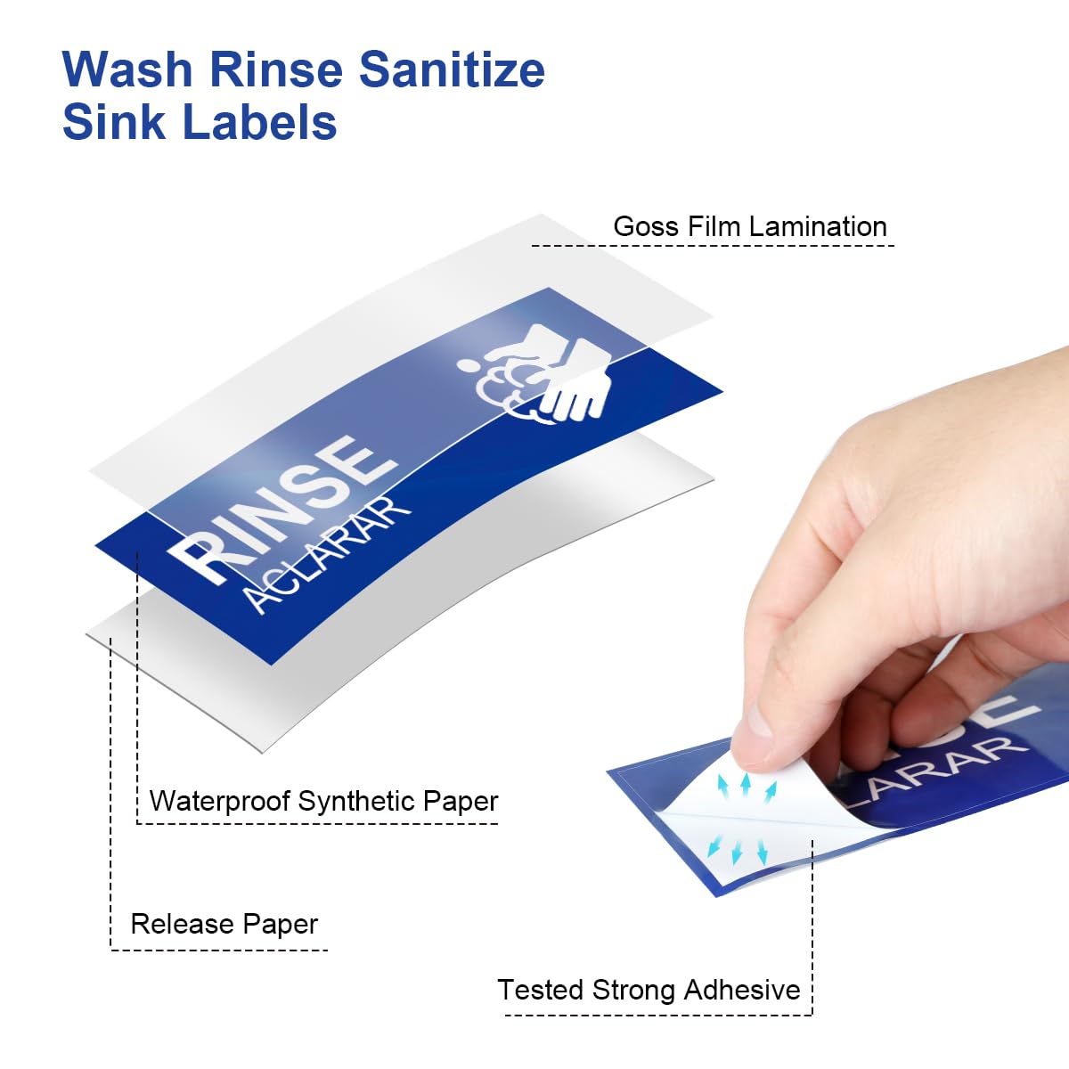 Mua Magicfour Wash Rinse Sanitize Sink Labels, 5 Pack 3 Compartment ...