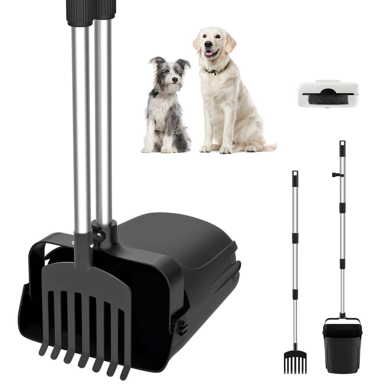 VavoPaw Pooper Scooper Swivel Bin Rake Kit, Dog Pooper Scooper with 20 ...