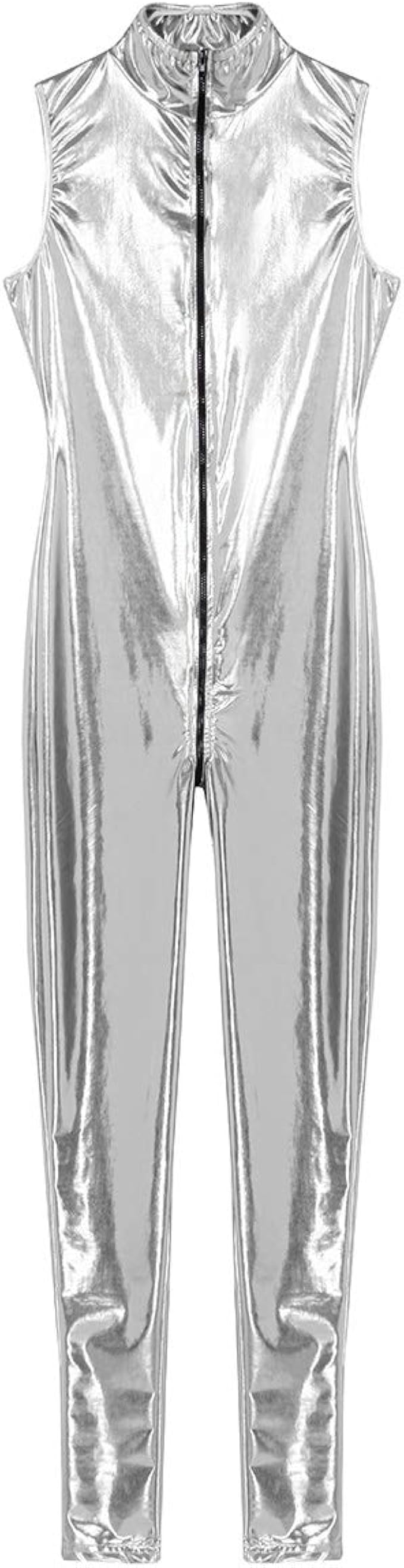 YiZYiF Womens Shiny Metallic Legging Pants Teddy Leotard Romper ...