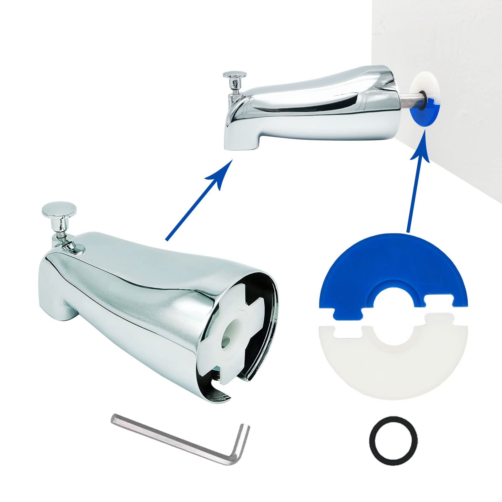 Mua Welvzen 1/2" Pipe Bathtub Spout Diverter with Disc Seal, Chrome Tub ...