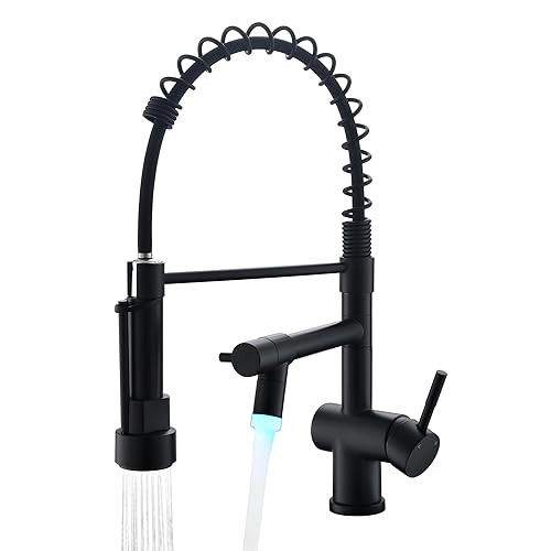 VFAUOSIT Kitchen Faucets with LED Light, Commerical Black Kitchen ...