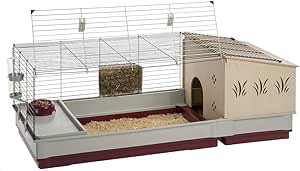 Ferplast KROLIK Rabbit Cage 140 Plus-Inc.Wood Hutch Extension-Burgundy ...