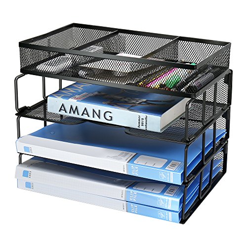Buy Besource Mesh 3-Tier Office Desktop File Organizer Stackable Desk ...
