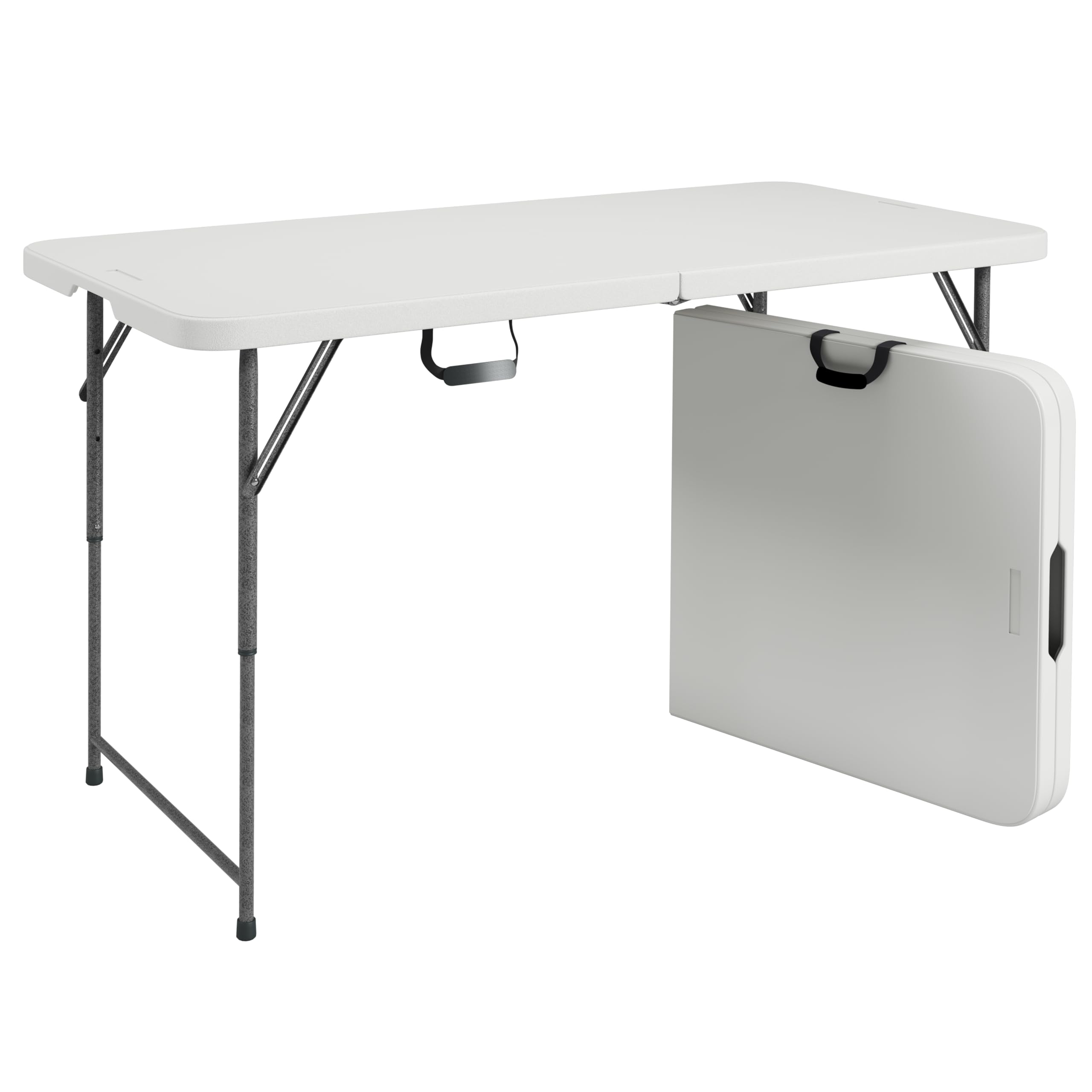 Techni Home Height Adjustable 4 FT Granite White Folding Table ...