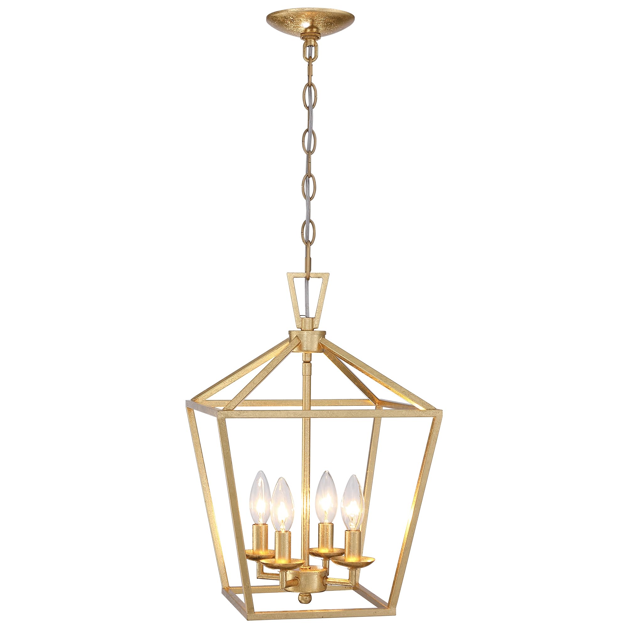 Untrammelife 4-Light Aged Gold Lantern Pendant Light, Adjustable Height ...