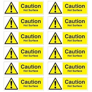 Amazon.com: Caution Hot Surface Warning Stickers - Pack of 12 - 50mm x ...