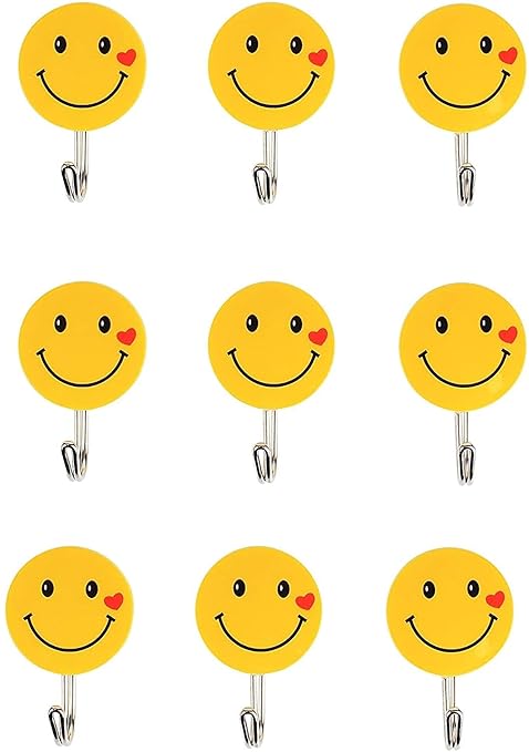 Wofier Plastic Self-Adhesive Smiley Face Hooks Cute Smiley Emoji Face ...