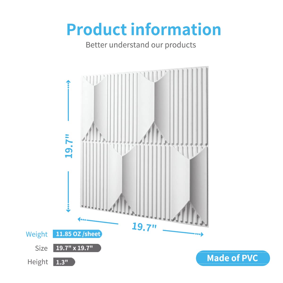 Art3dwallpanels PVC 3D Wall Panel For Interior Wall Décor, 19.7" X 19.7 ...