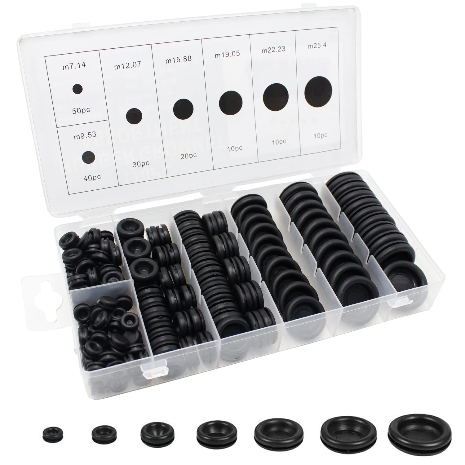 EASYEAH 170 Pcs Rubber Grommets Firewall Hole Plug Set Electrical Wire ...