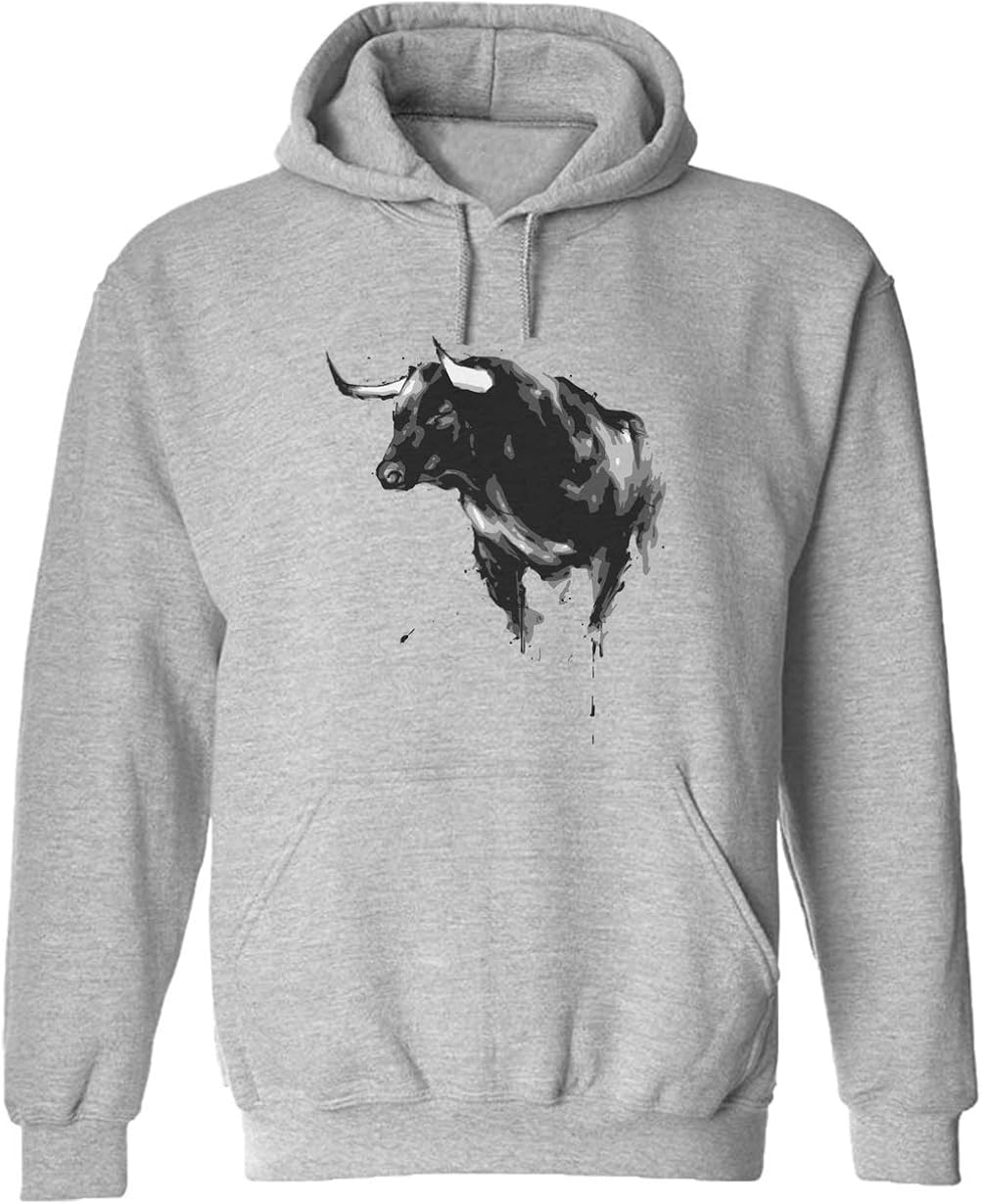 Bull Pullover Hoodie Large Grey: Amazon.co.uk: Clothing
