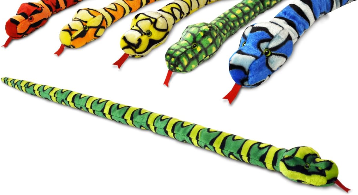 150cm 5ft soft toy snake – 6 assorted cuddly plush designs, 1 sent out ...