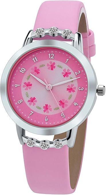 IWOCH Watches for Girl's Kids Easy Use Easy Reader Time Teacher PU ...