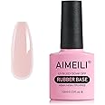 Amazon.com: AIMEILI Hema Free Rubber Base Gel For Nails, Soak Off U V LED Clear Sheer Gel Nail ...