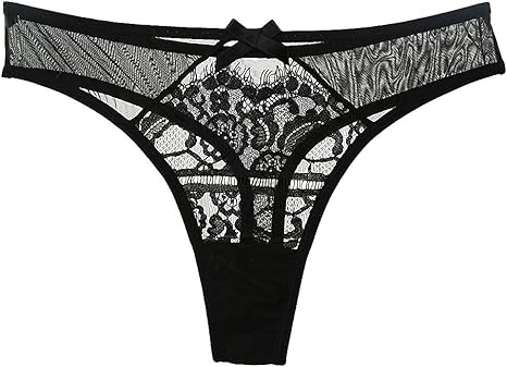 Amazon.com: Women G-String Lace Low-Waist T-Back Thong Sheer Panties ...