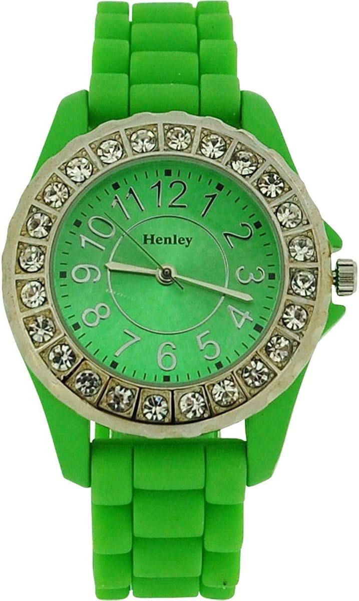 Amazon.com: Henley Glamour Bling Lime Green Ladies Sports Watch H0826 ...