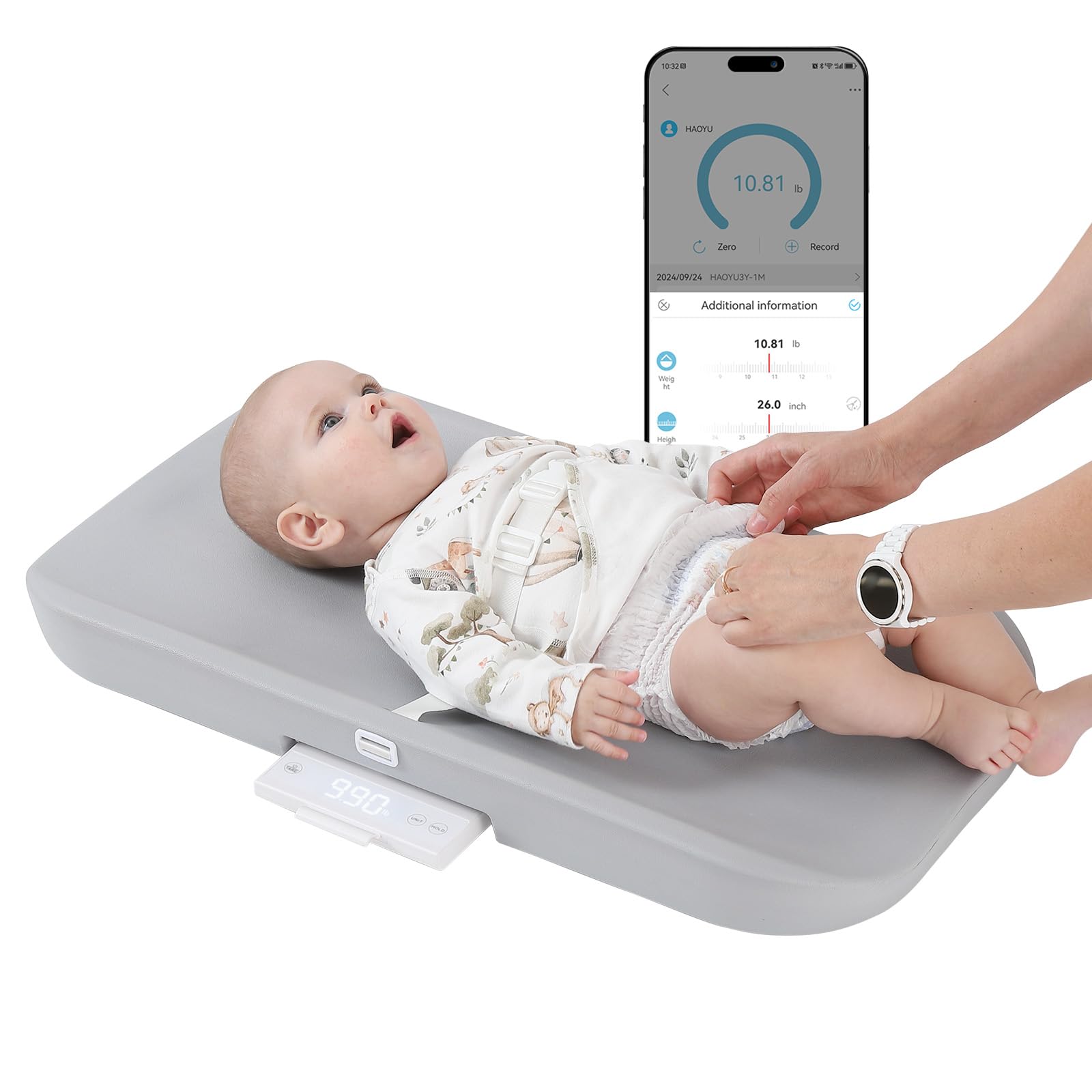 GROWNSY Smart Baby Scale, Cozy Baby Scale with Removable Safety Strap ...