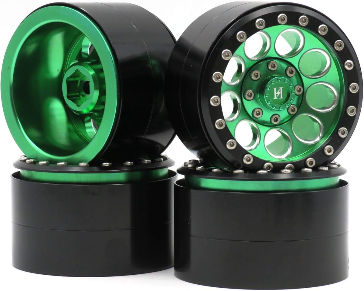 Amazon.com: hobbysoul 4pc RC Crawler Aluminium Alloy 2.2 beadlock ...