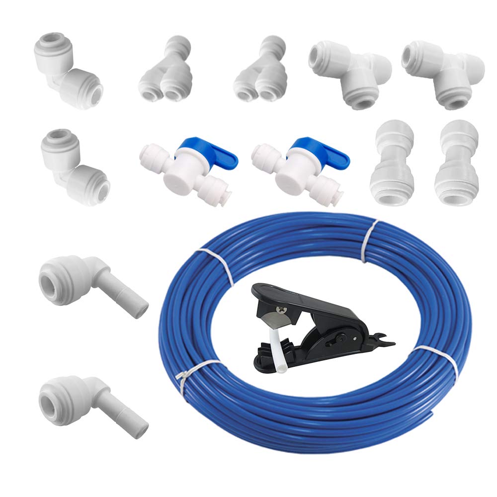 PureSec 30 feet Blue RO Tubing 1/4-inch Tubing OD Quick Fitting Combo ...