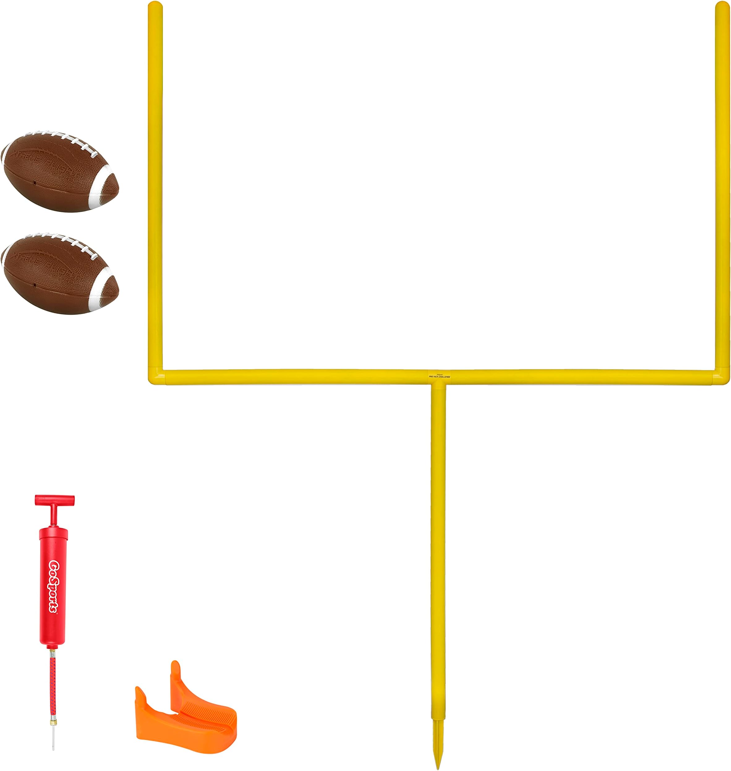 GoSports Football Field Goal Post Set with 2 Footballs and Kicking Tee ...
