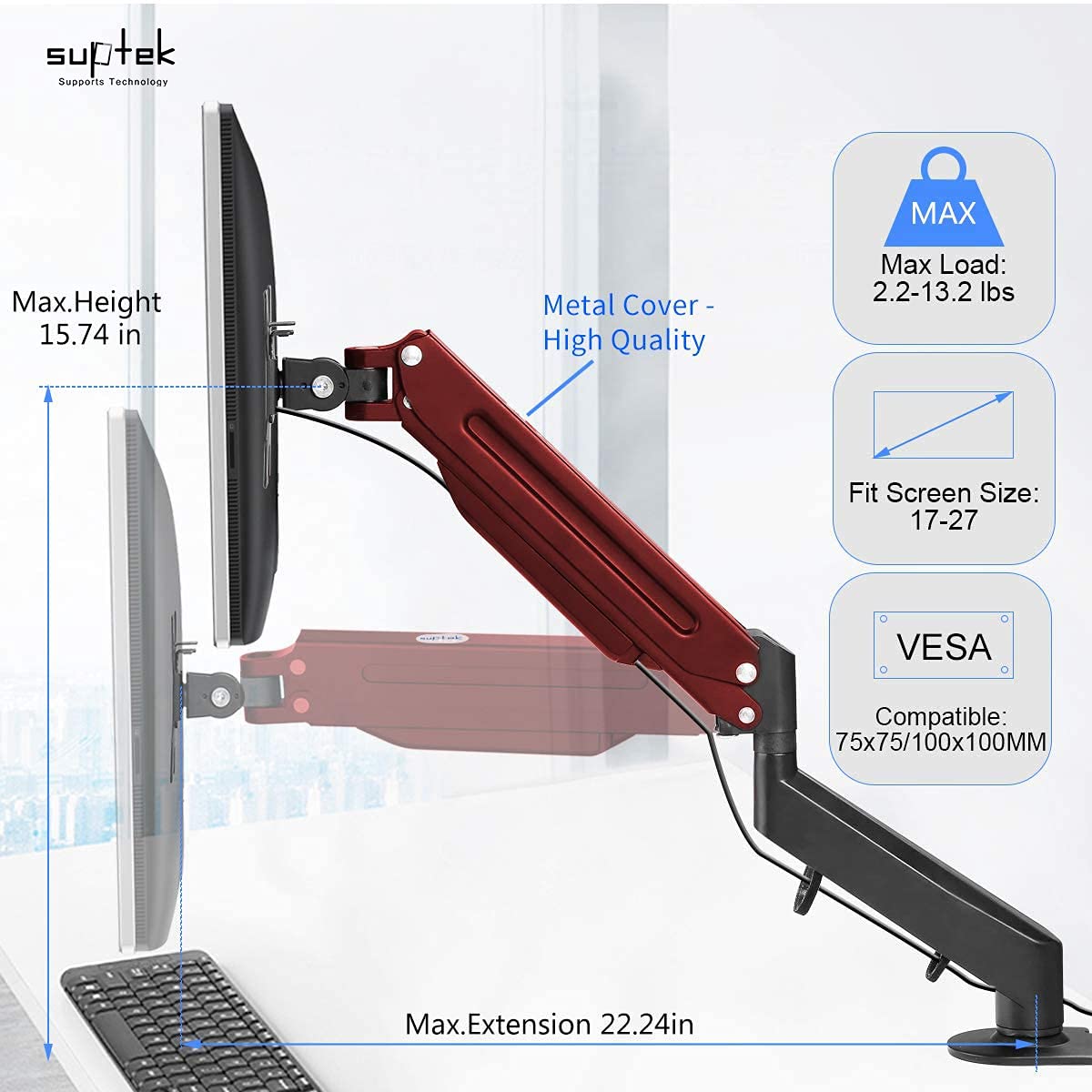 Mua Suptek Monitor Mount Gas Spring Monitor Arm Desk Mount Monitor ...