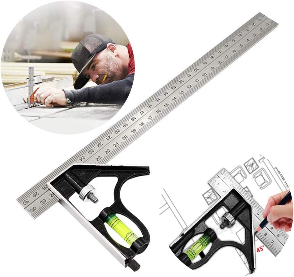 12-Inch 300mm Adjustable Engineers Combination Square Set，Universal ...