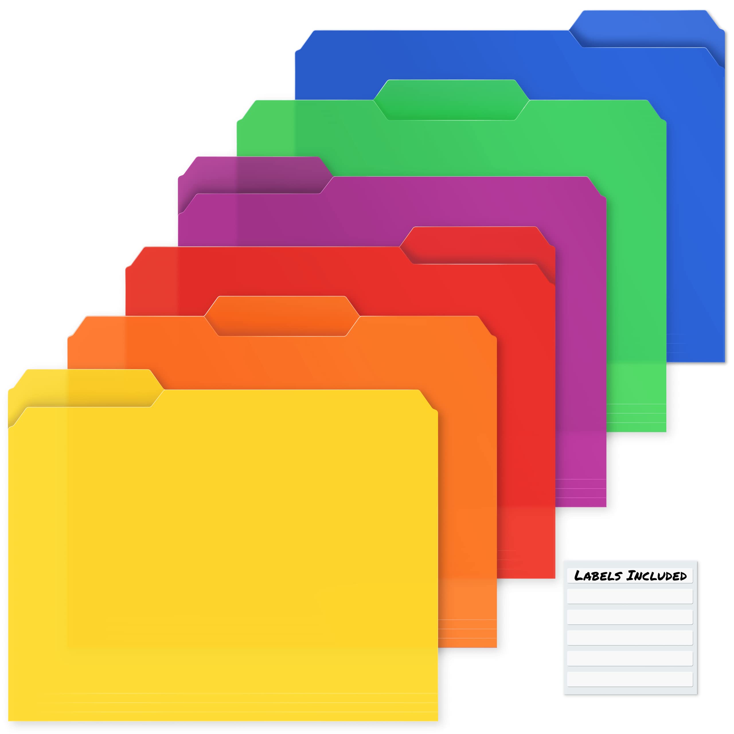 Mua Dunwell Plastic Colored File Folders (6 Pack), 1/3 Tab Filing ...