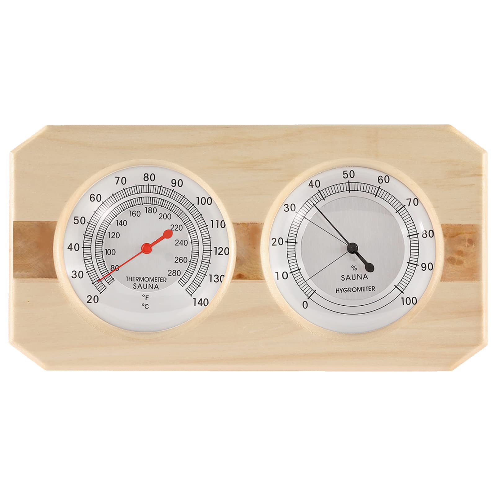 Dyna-Living Sauna Thermometer 2 in 1 Wooden Fahrenheit Thermometer ...