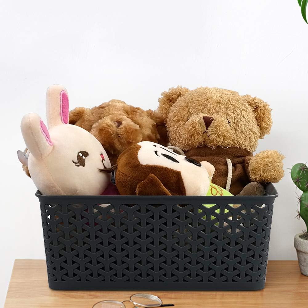 Readsky Desktop Cupboard Plastic Storage Basket, Deep Gray, 6 Packs ...