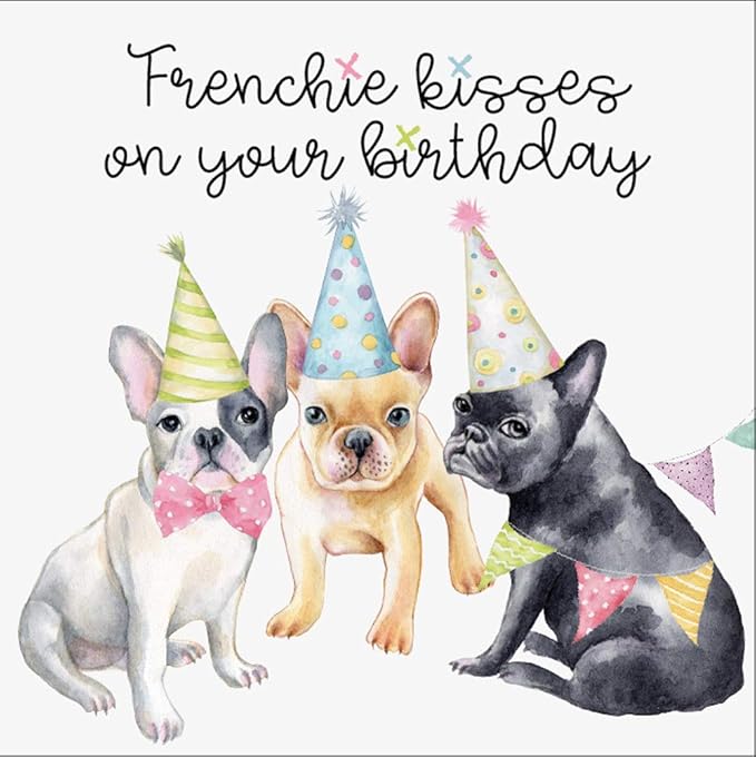 'Frenchie Kisses' French Bulldog Dog Birthday Card: Amazon.co.uk ...