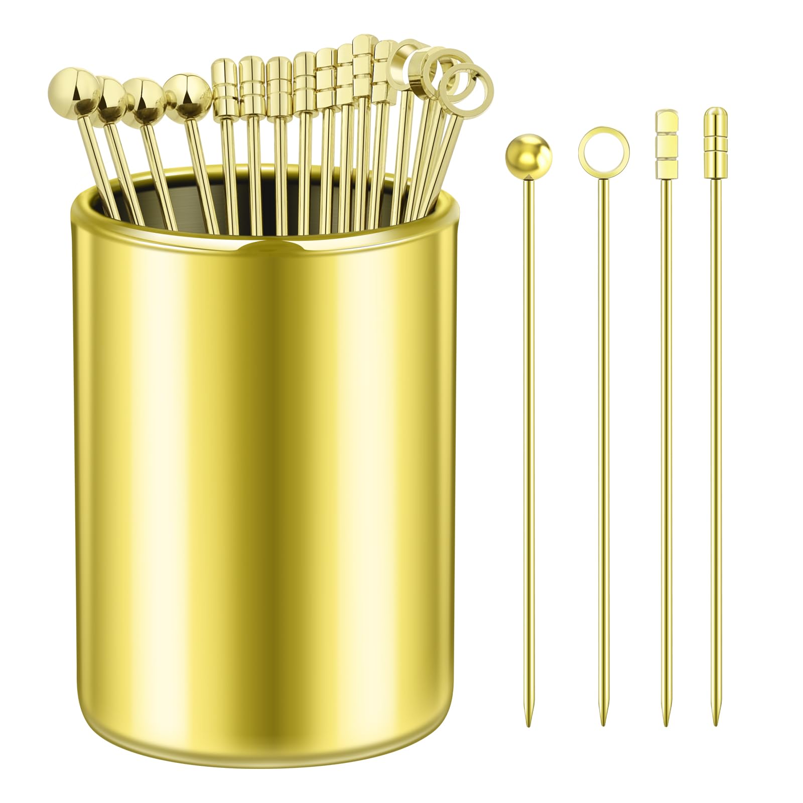Cocktail Picks Stick, 16Pcs Gold Metal Martini Picks, Reusable ...