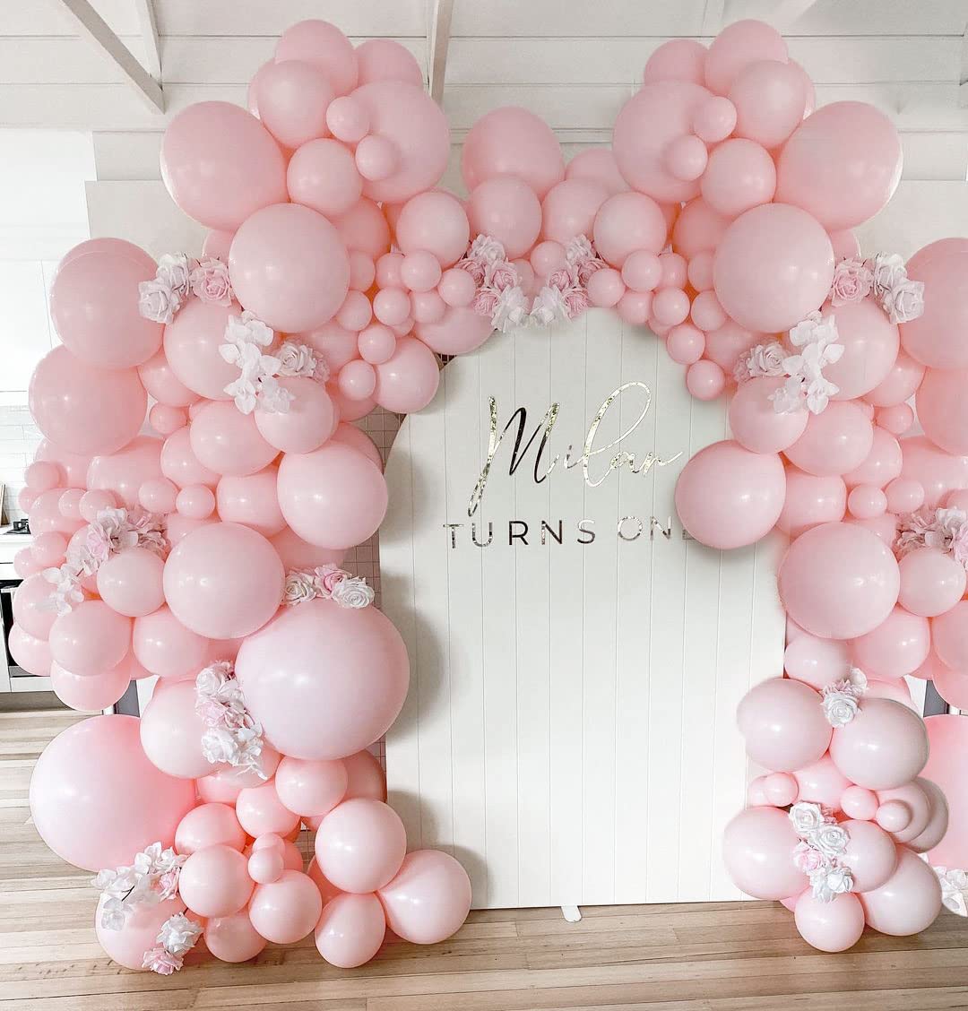 Pastel Pink Balloon Garland Double Stuffed Baby Pink Balloons Arch ...