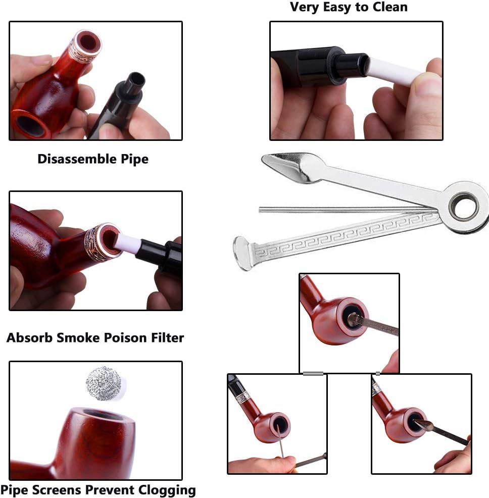 AUPERTO Smoking Pipes Set – Tobacco Pipe Kit with Wooden Stand, 10 Pipe ...