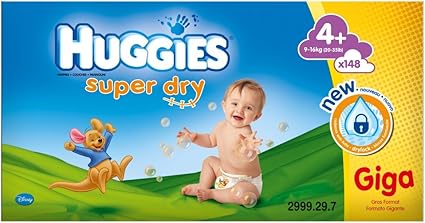 Huggies Super Dry Size 4+ (20-35 lbs/9-16 kg) Nappies - Pack of 148 ...