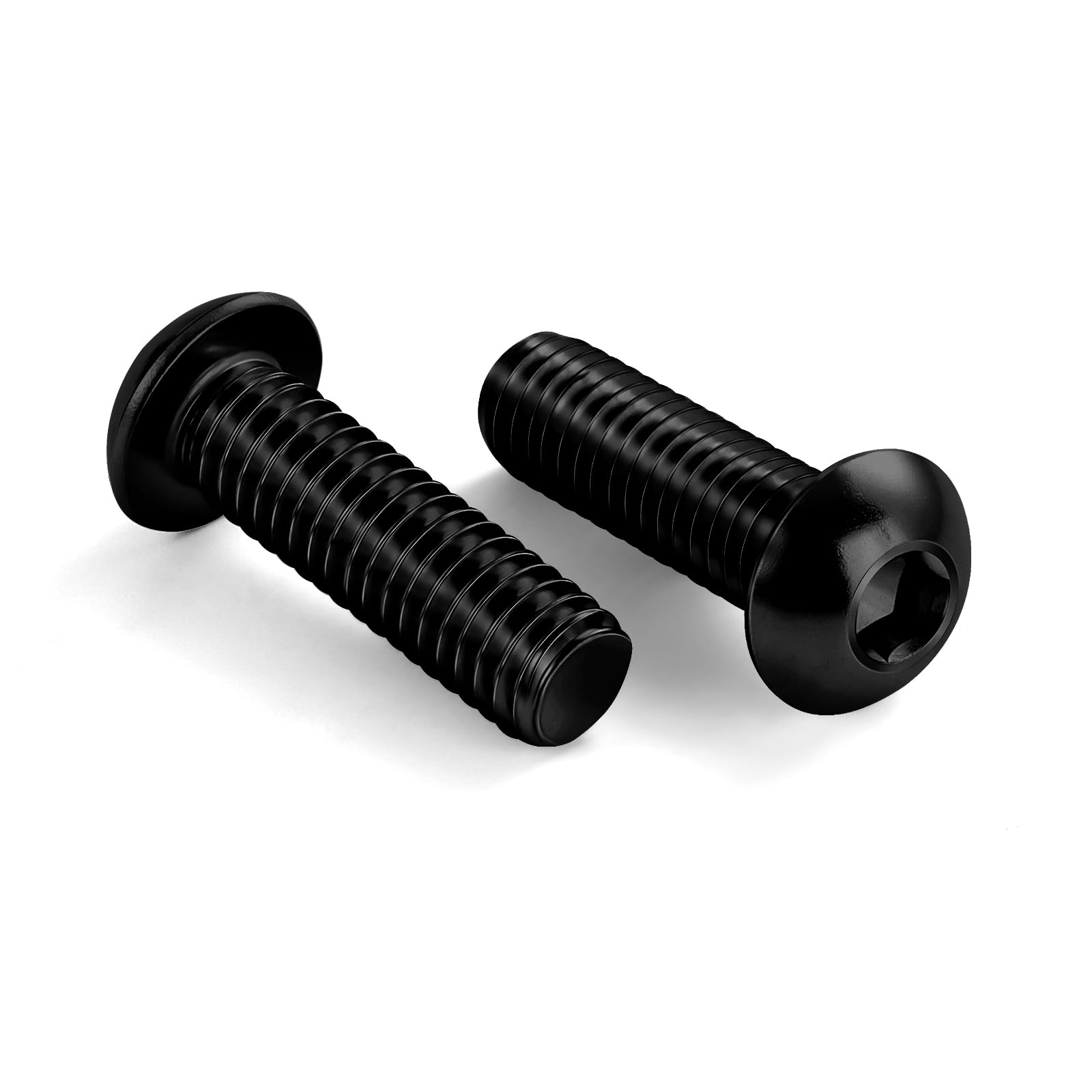 5/16-18 x 2" Button Head Socket Cap Screws, 18-8 Stainless Steel Black Finish, Allen Hex Drive ...