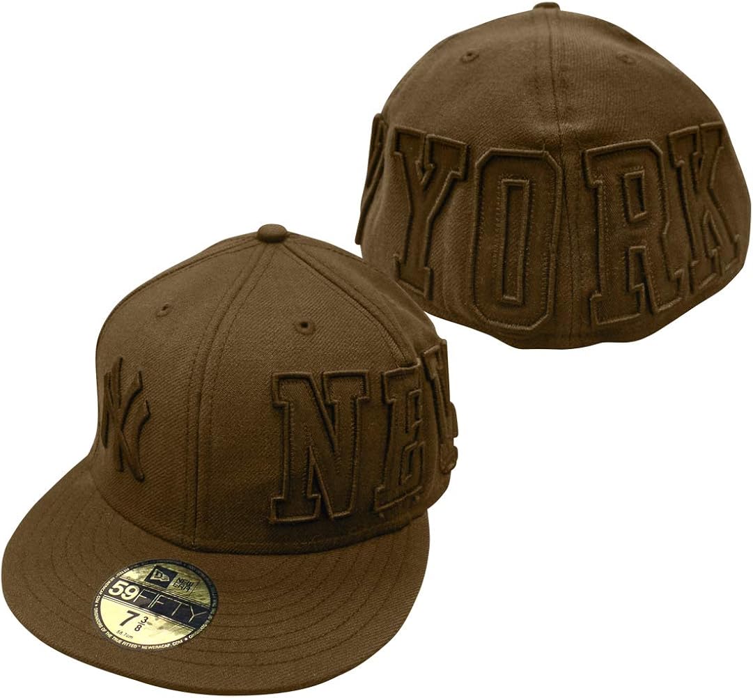 Amazon.com: New York Yankees Brown with New York Fitted Hat/Cap 7 3/8 ...